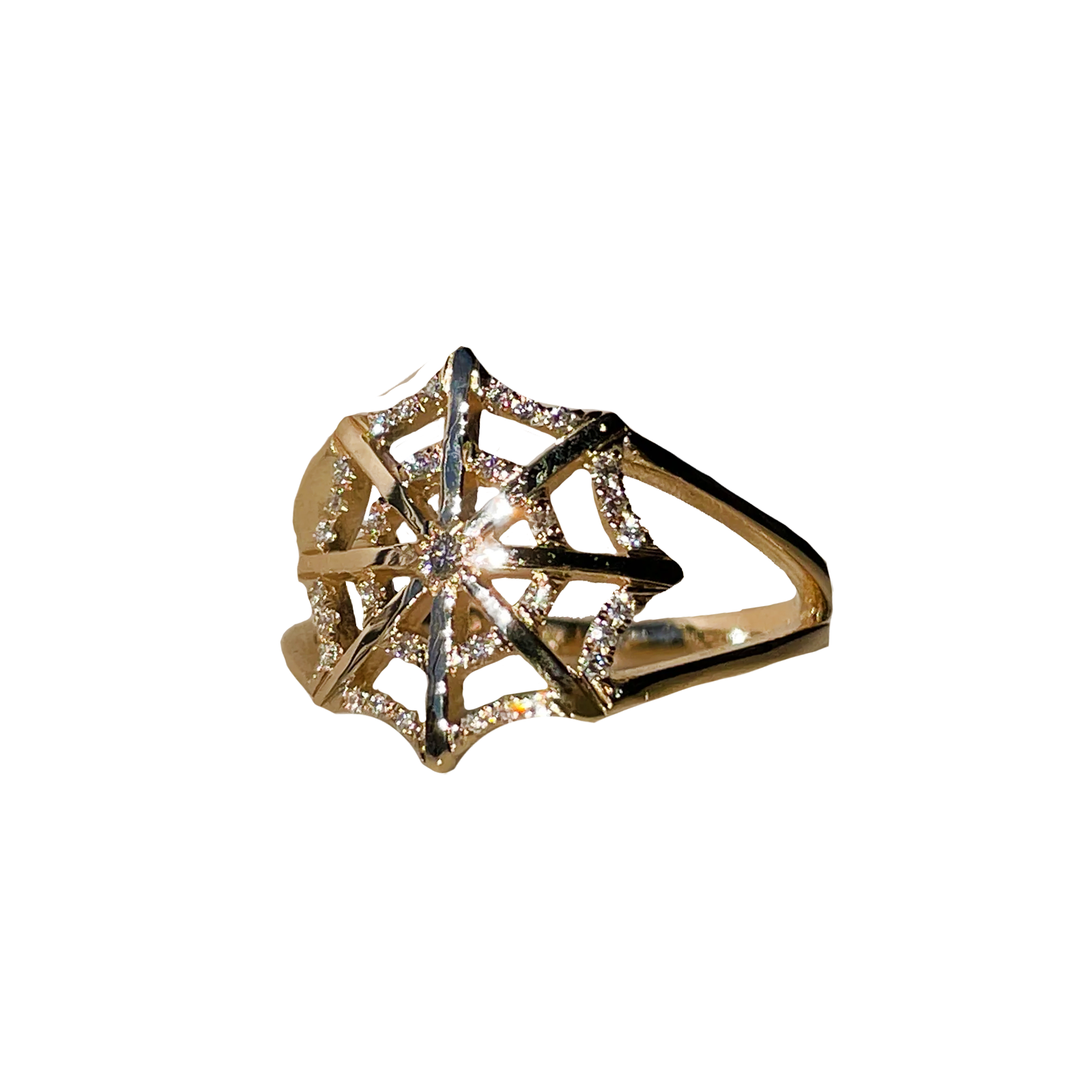 Pavé Diamond Spiderweb Ring - 9K Solid Gold | Serpent & the Swan