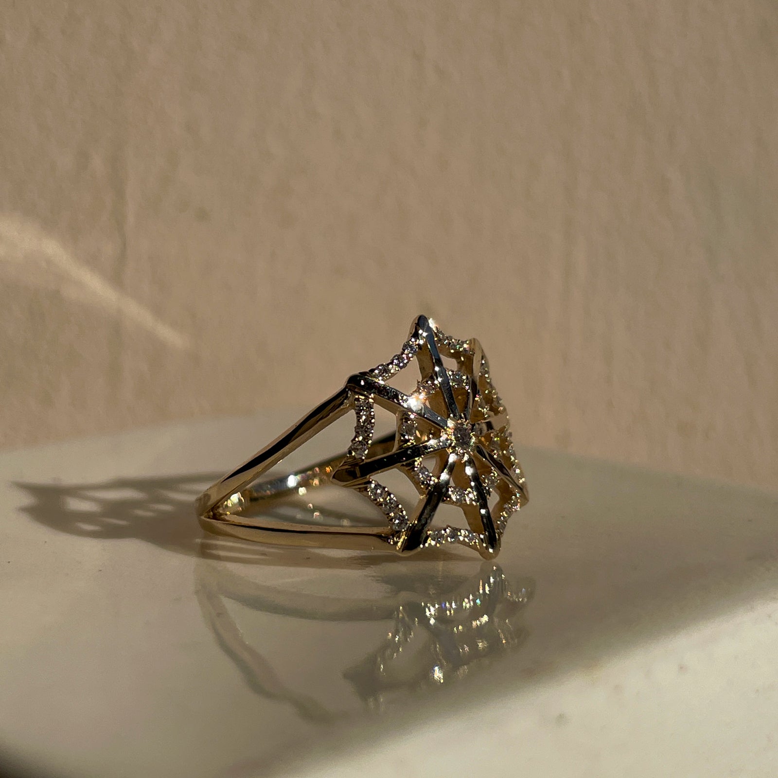 Pavé Diamond Spiderweb Ring - Serpent & the Swan